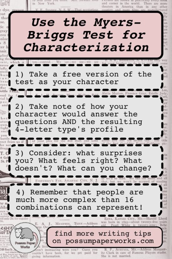 Writing Tip #4 - Using the Myers-Briggs Test - Possum Paper Works