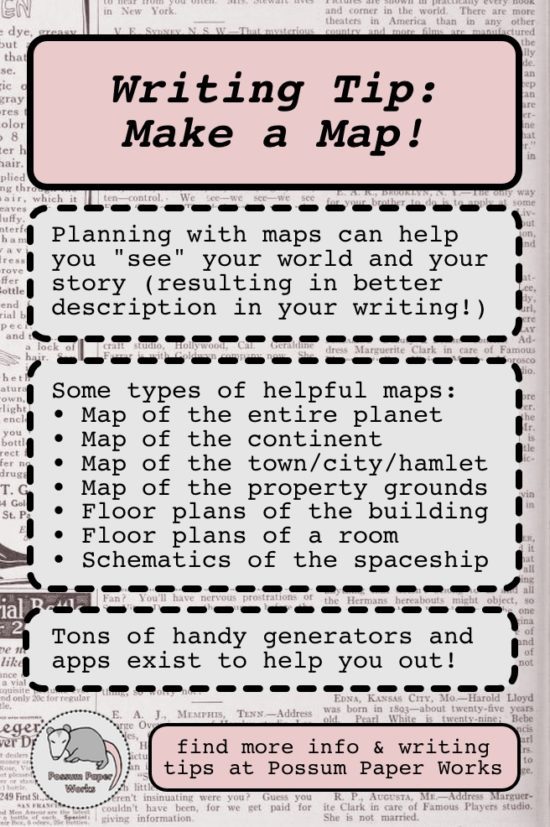 Writing Tip #5 - Make a Map - Possum Paper Works