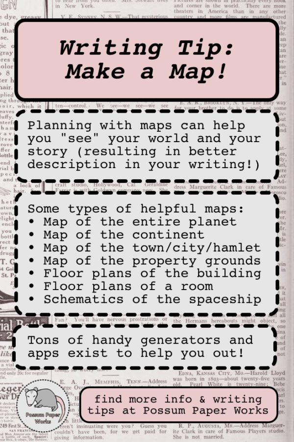 Writing Tip #5 - Make a Map - Possum Paper Works
