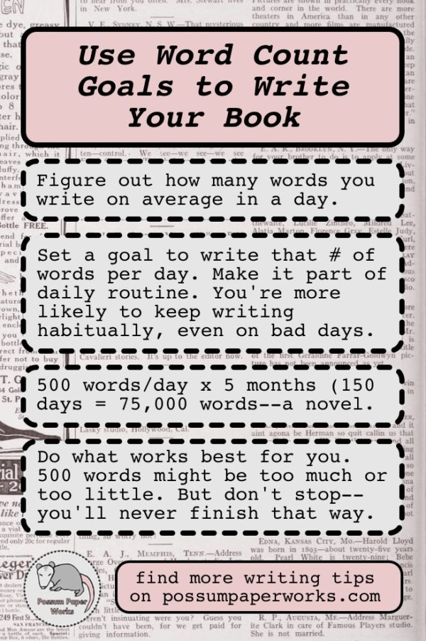 Writing Tip #7 - Daily Word Count - Possum Paper Works