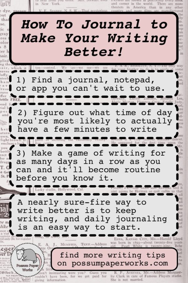 Writing Tip #9 - Keeping A Journal - Possum Paper Works